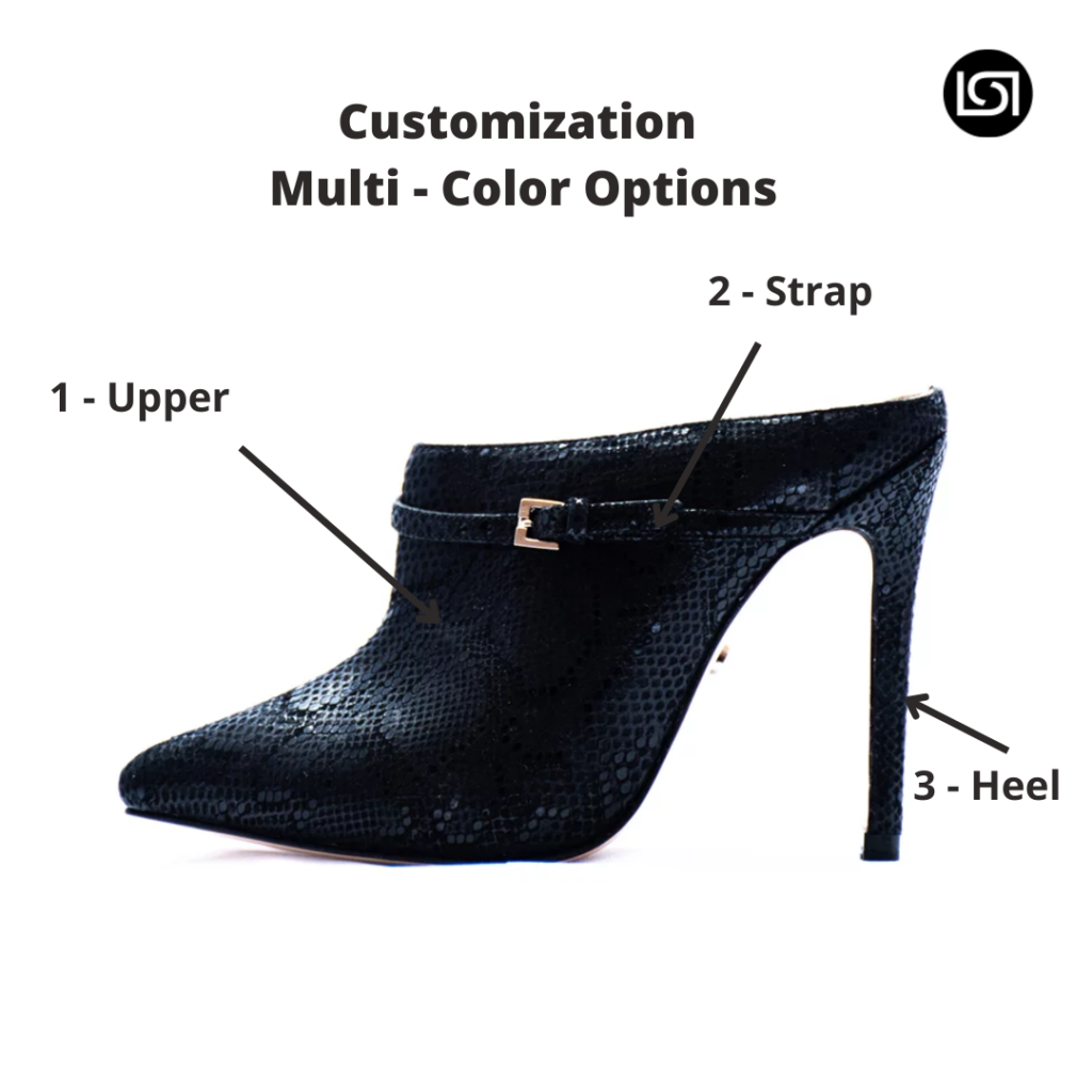 Pointed-Toe Mule Pumps | Custom Black Snake Mule Pumps