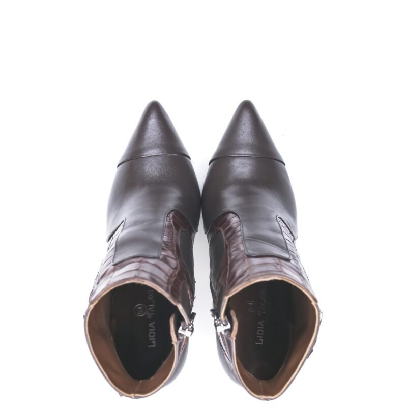 Dark Brown Pointed-toe Ankle Booties | Plus size Ankle Booties