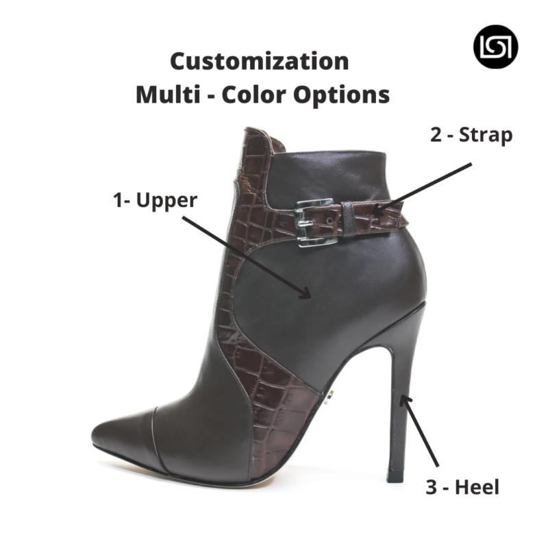 Dark Brown Pointed-toe Ankle Booties | Plus size Ankle Booties