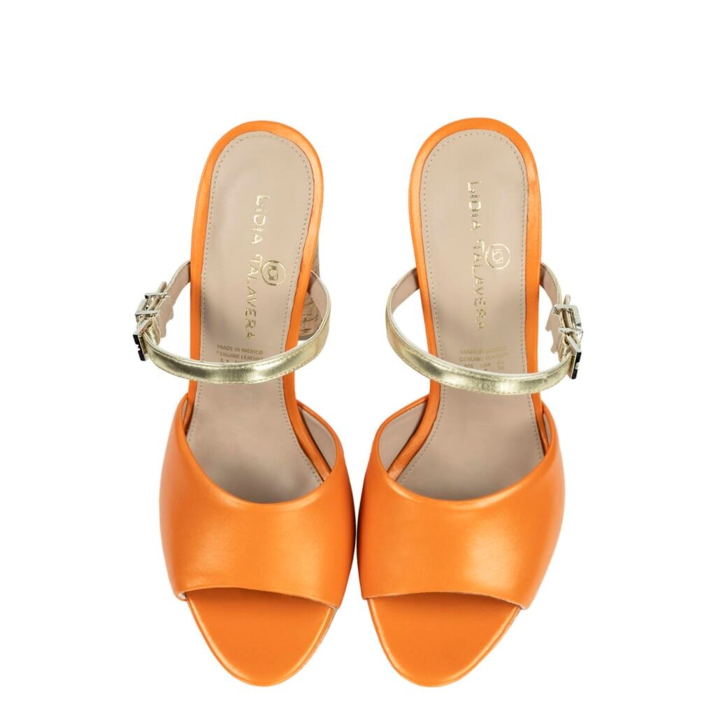 Orange Sandals with Cork Platform | Bright Summer Sandals